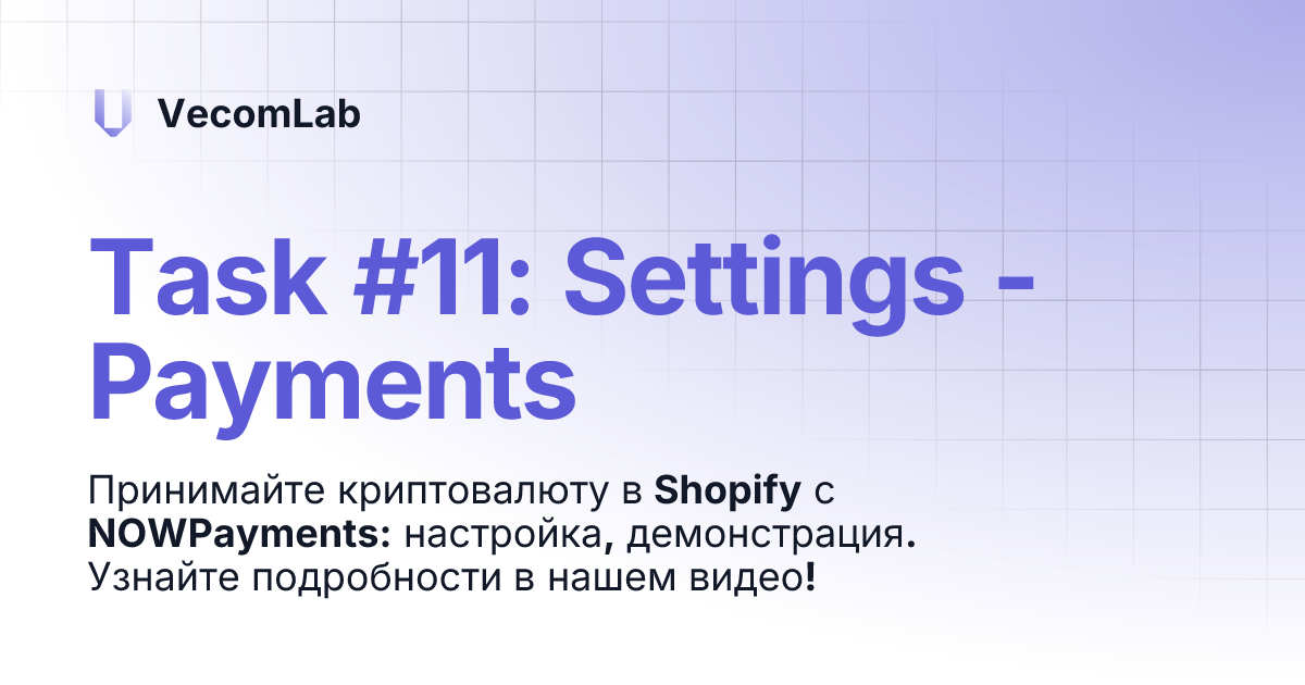Task #11: Settings - Payments | VecomLab