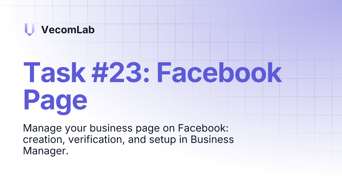 Task #23: Facebook Page | VecomLab